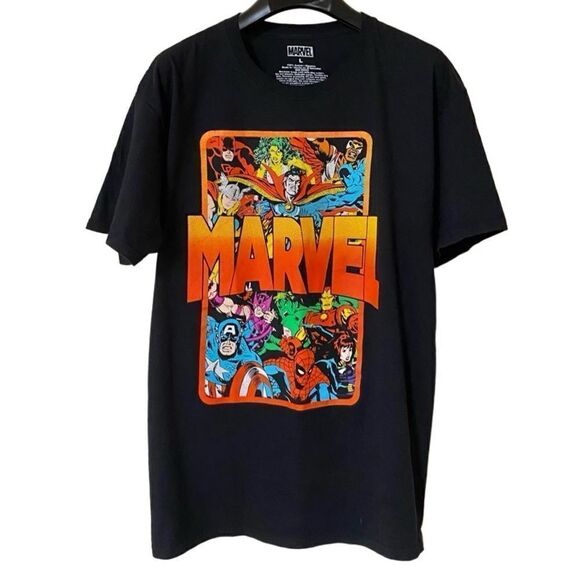 Marvel | Shirts | Marvelcomics Mens Black Superheroes Action Adventures ...